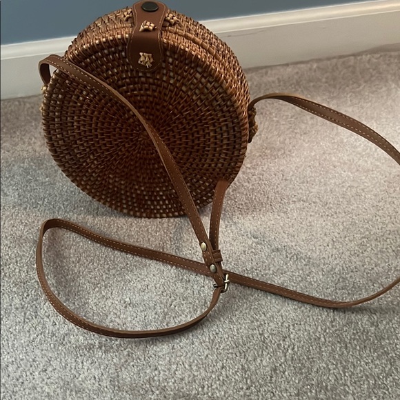 Bags | Round Brown Rattan Crossbody Bag | Poshmark